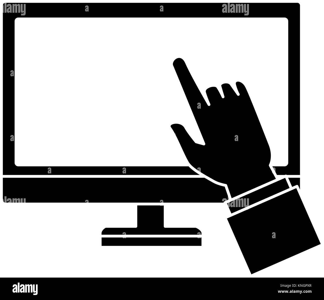 monitor computer with user hand vector illustration design Stock Vector ...