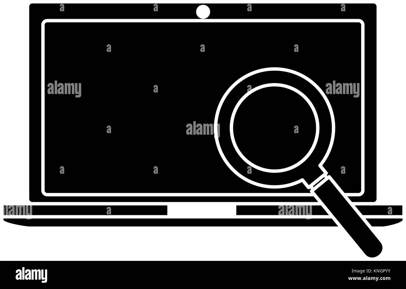 laptop computer with magnifying glass vector illustration design Stock ...
