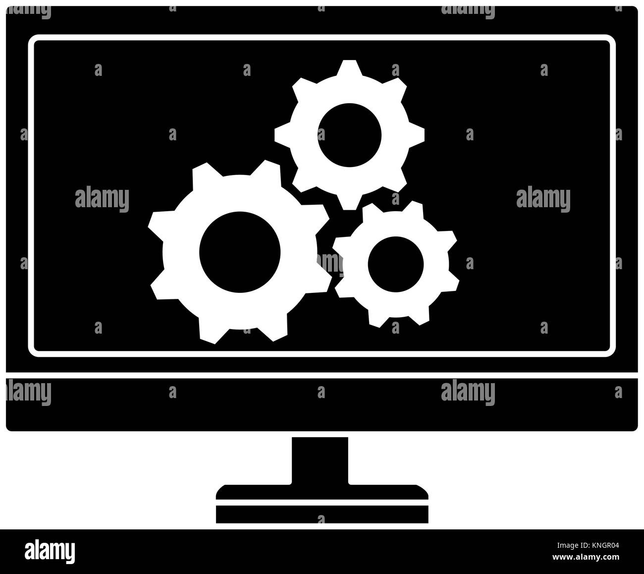 monitor computer with gears vector illustration design Stock Vector ...