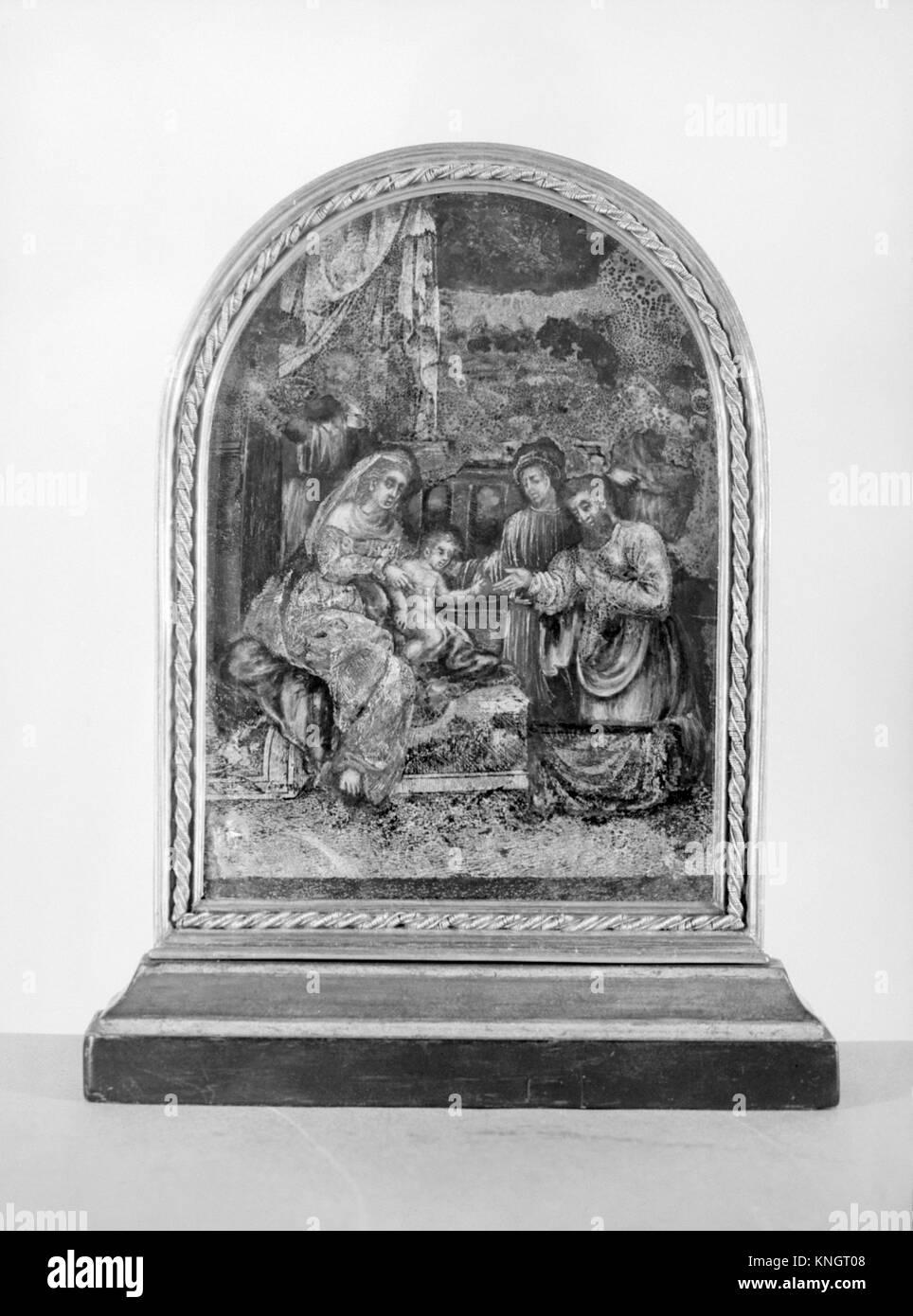 This painting depicts the Adoration of the Magi, showing three wise men ...
