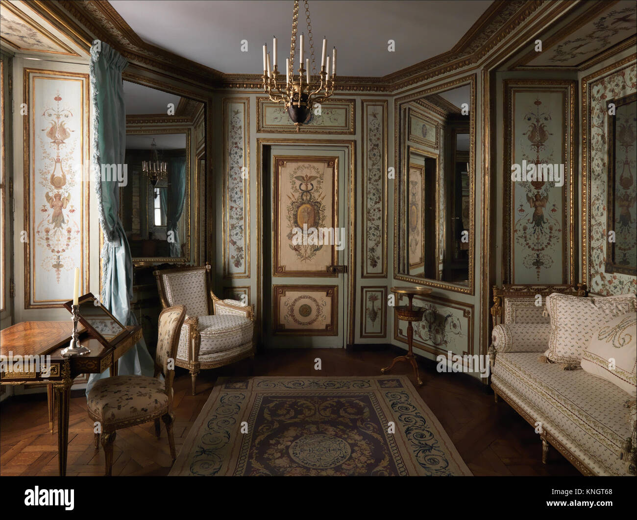 Interior scene of a boudoir from the HÃ´tel de Crillon, showing an ...