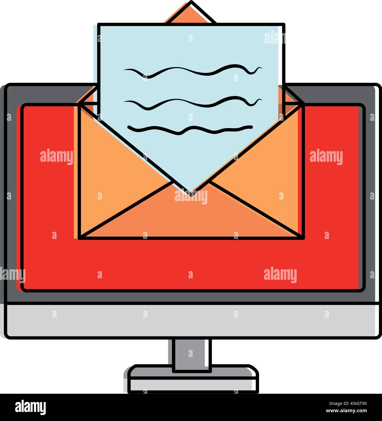 monitor computer with envelope vector illustration design Stock Vector ...