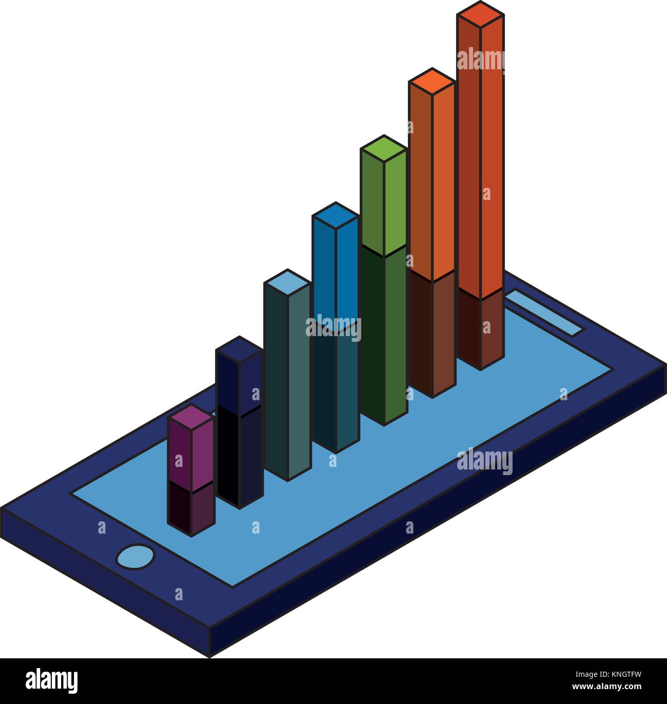 mobile with graph bar financial on screen isometric Stock Vector Image ...