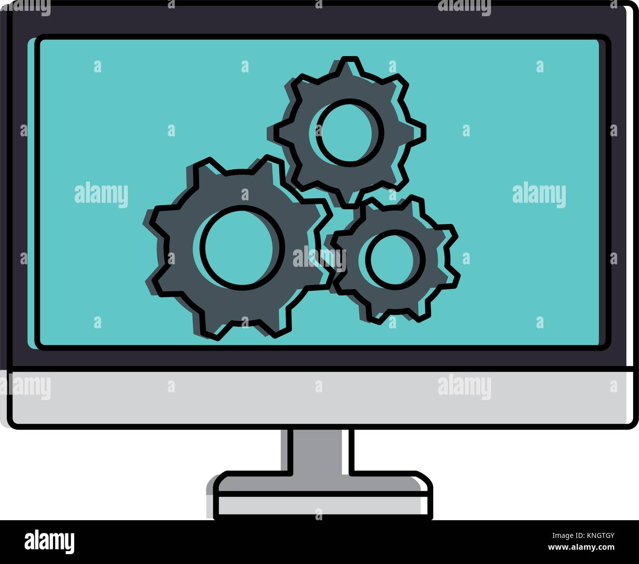 monitor computer with gears vector illustration design Stock Vector ...