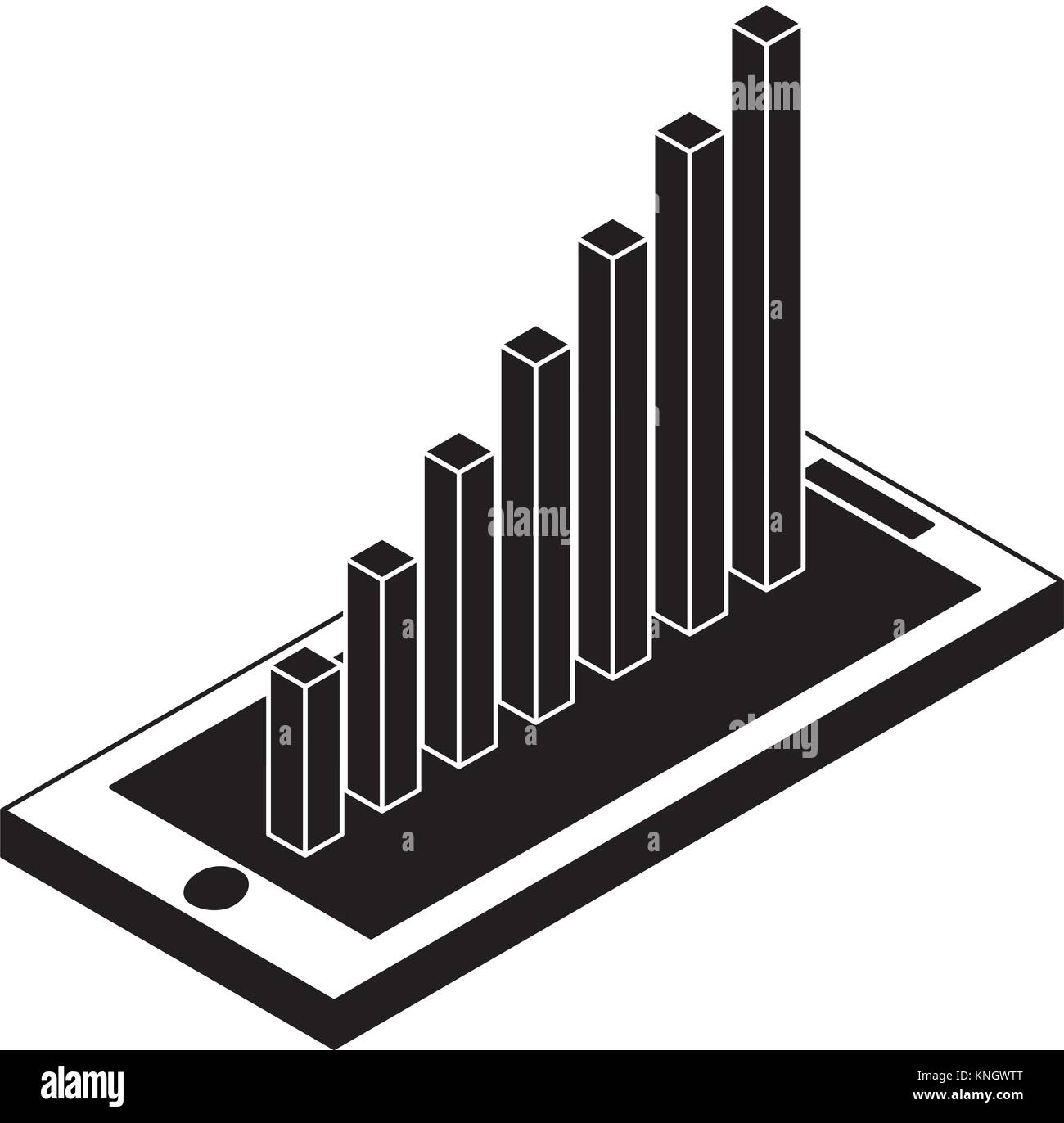 mobile with graph bar financial on screen isometric Stock Vector Image ...