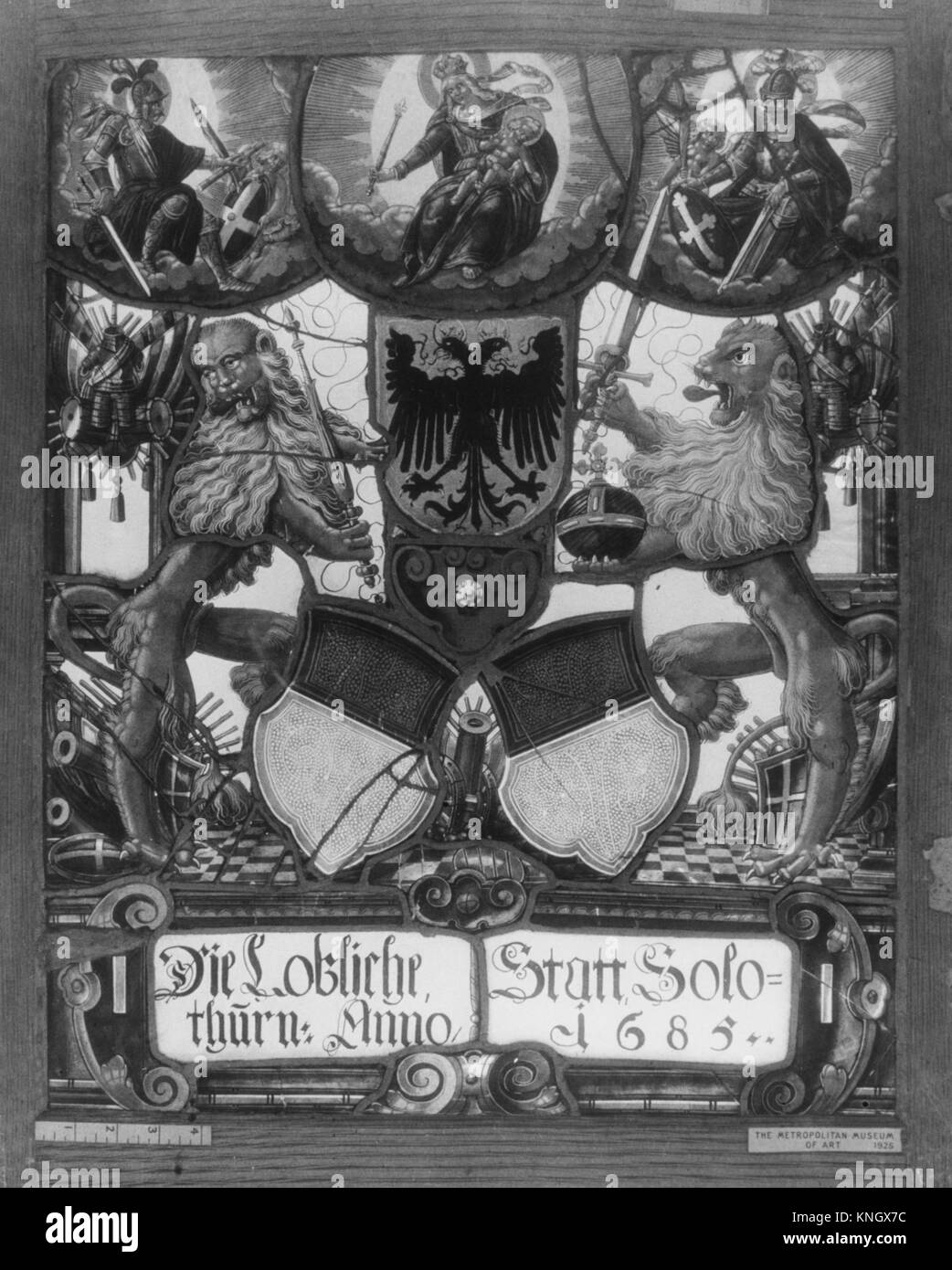 This armorial panel features heraldic designs, representing noble ...