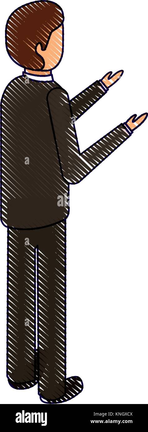 businessman stand back view character isometric Stock Vector Image ...