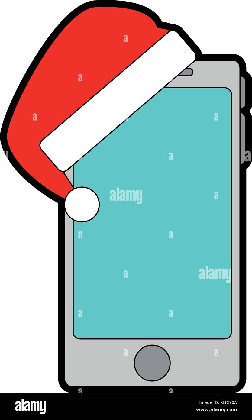smartphone device with christmas hat Stock Vector Image & Art - Alamy