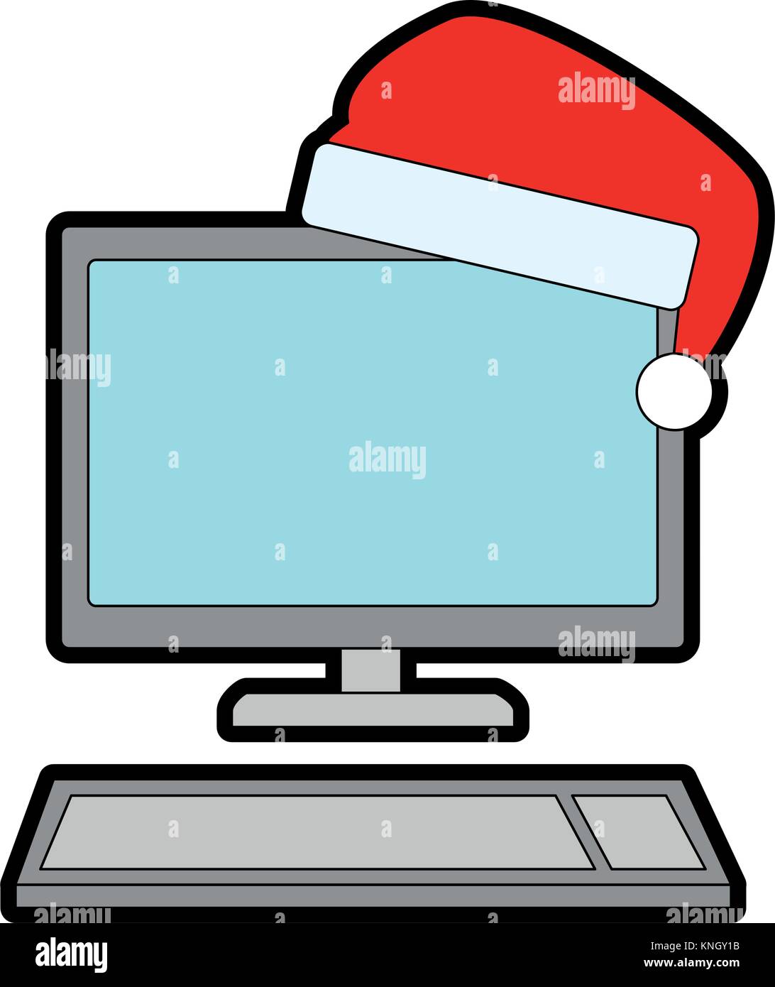 computer desktop with christmas hat Stock Vector Image & Art - Alamy