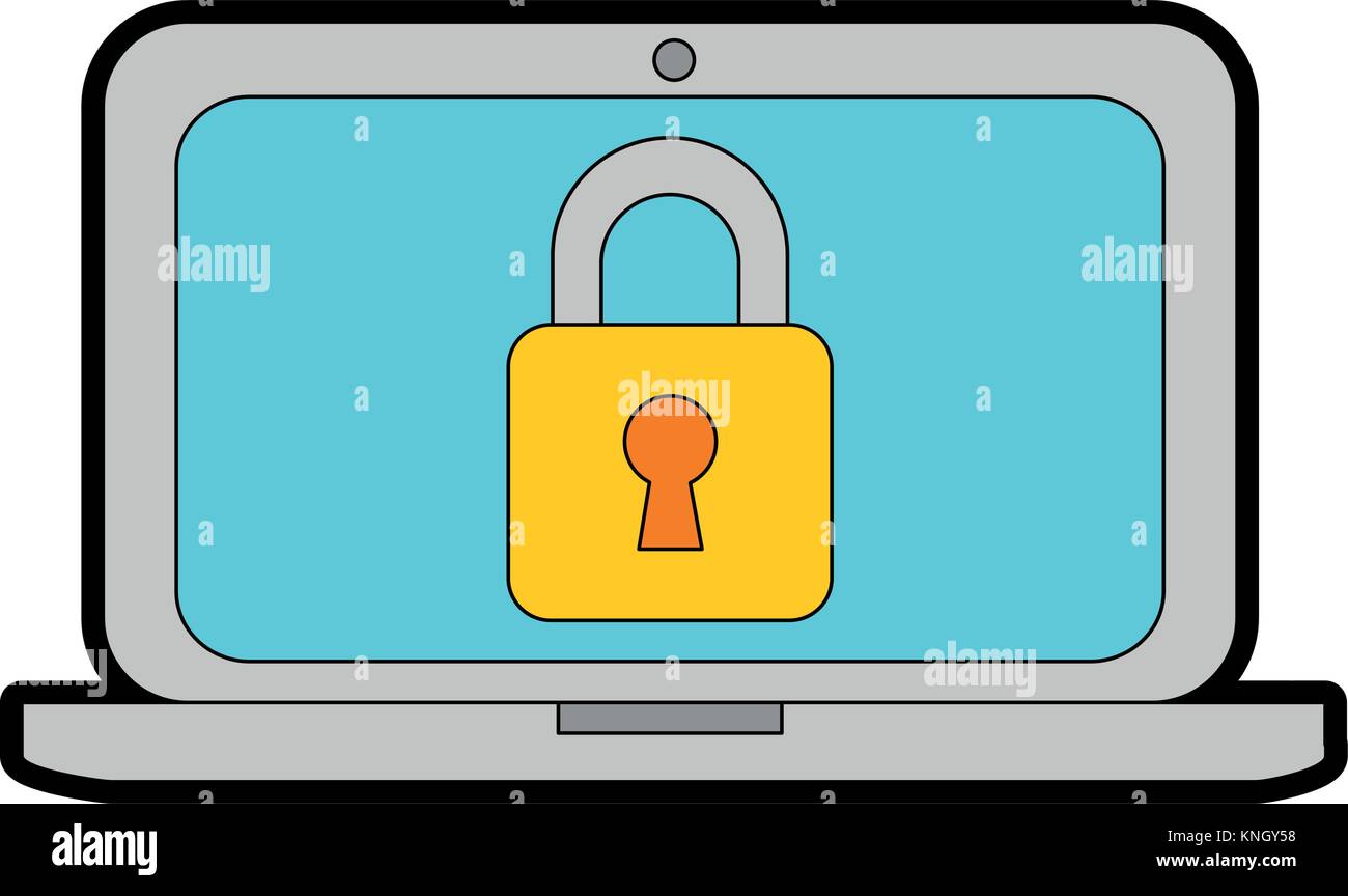 laptop computer with padlock Stock Vector Image & Art - Alamy