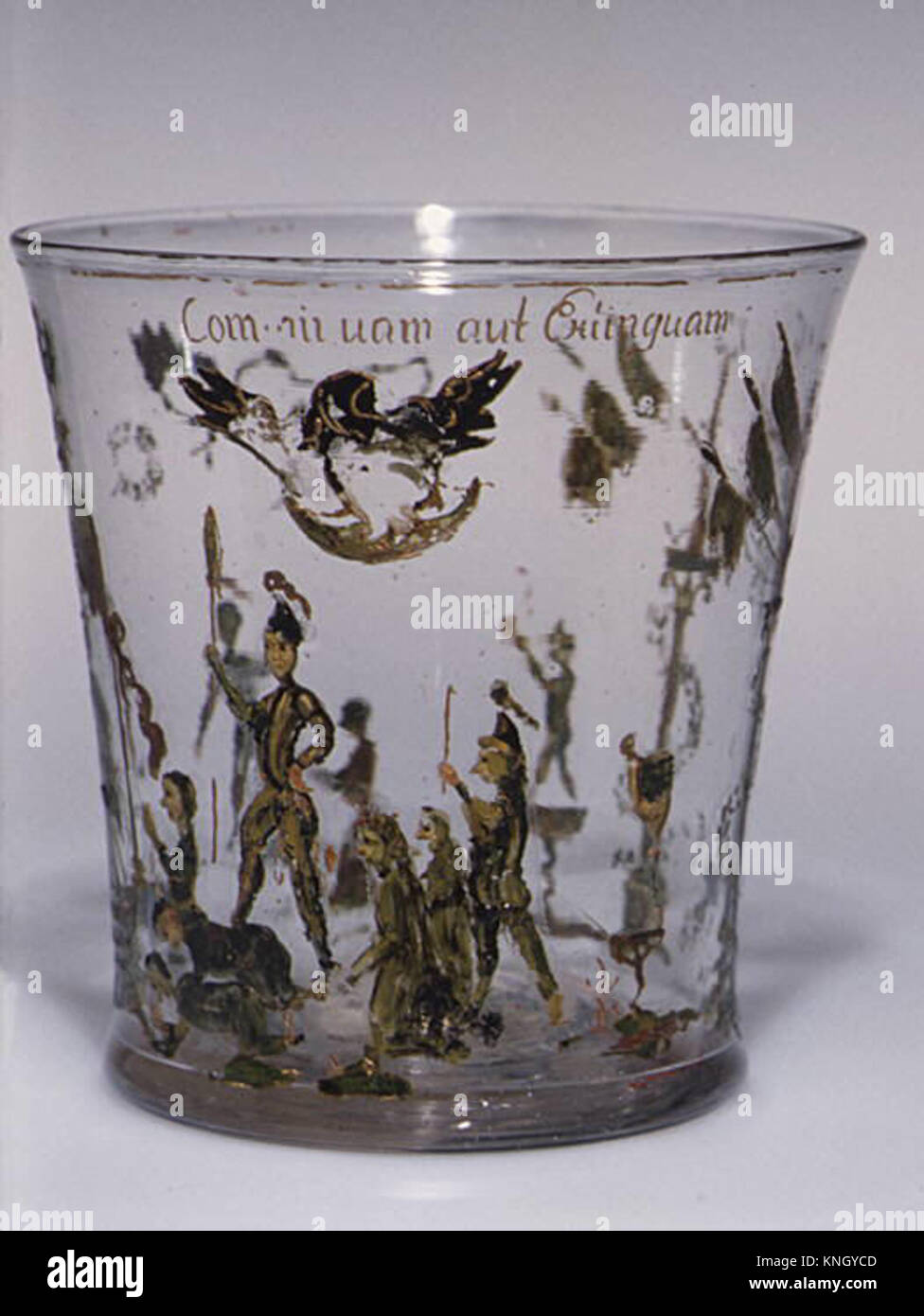 This beaker, made from glass, was likely used for drinking purposes ...