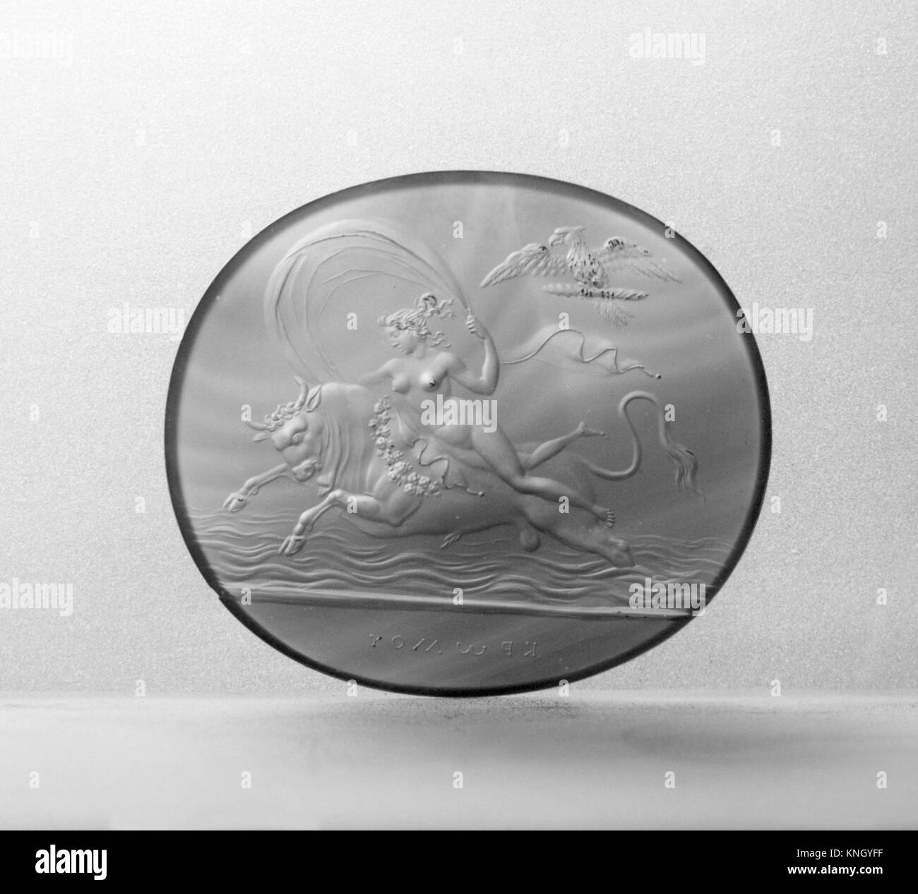 An artwork depicting the classical myth 'Europa and the Bull', showing ...