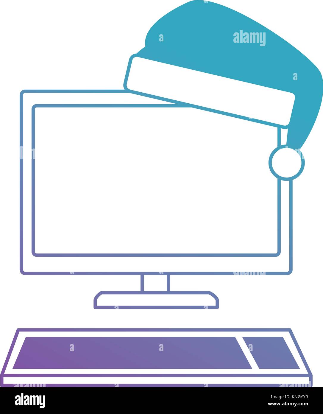 computer desktop with christmas hat Stock Vector Image & Art - Alamy