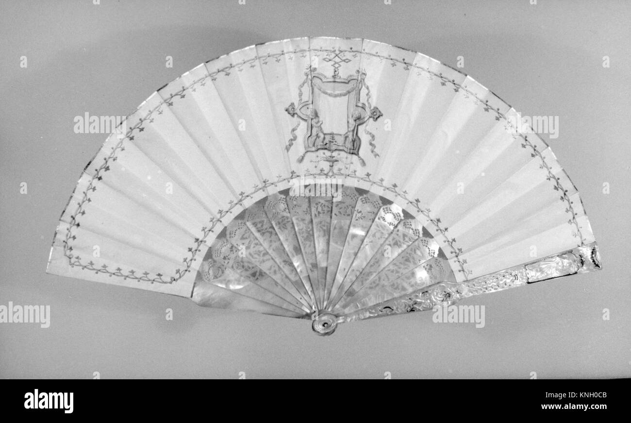 This 18th-century fan is a decorative item featuring intricate design ...