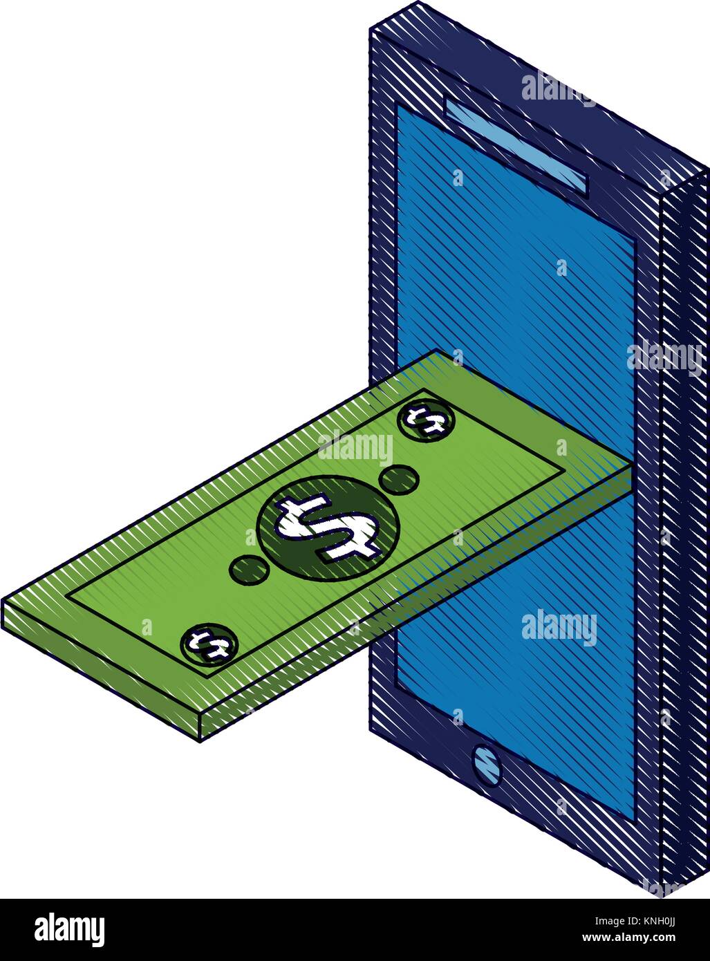 mobile phone with banknote money cash isometric Stock Vector Image ...