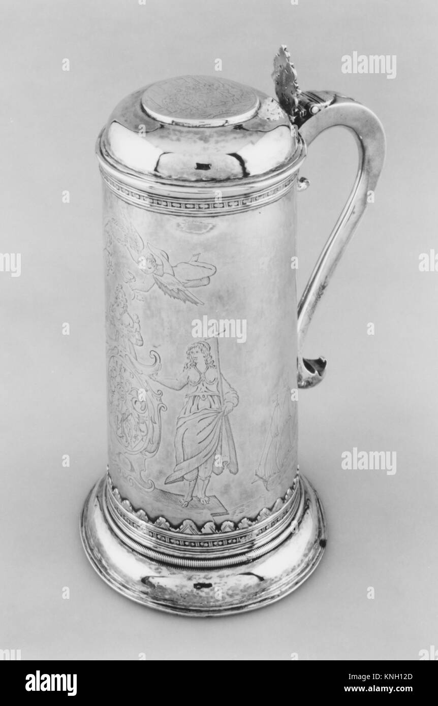 This period flagon combines utilitarian function with decorative design ...