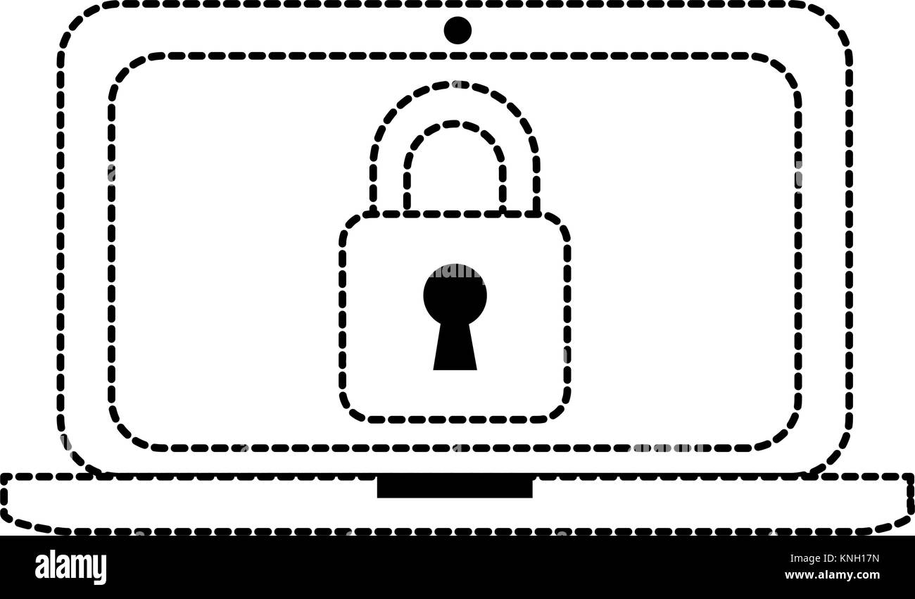 laptop computer with padlock vector illustration design Stock Vector ...