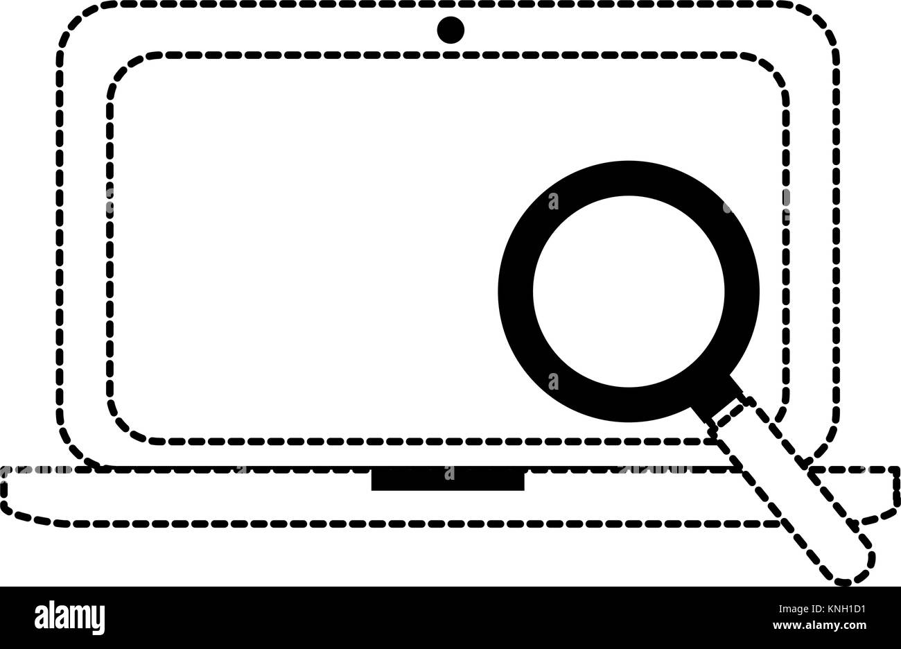 laptop computer with magnifying glass vector illustration design Stock ...