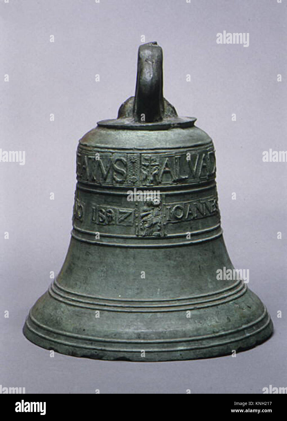 This church bell, crafted from metal, was used in religious ceremonies ...