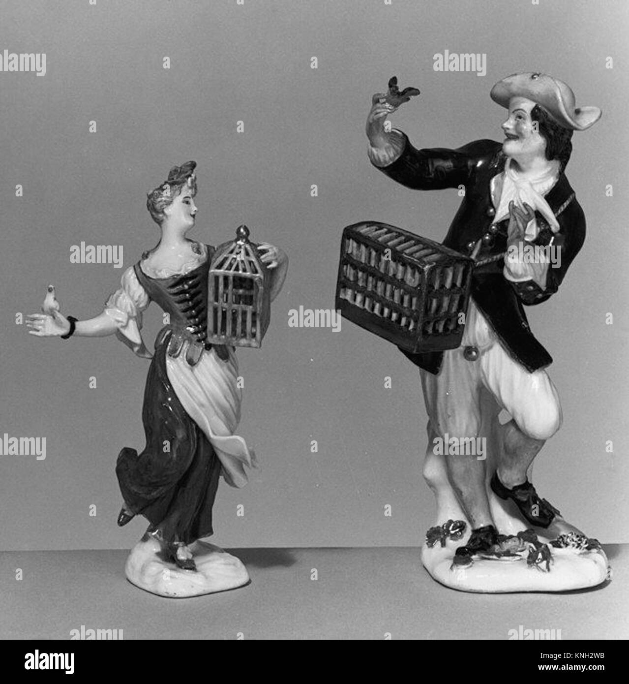 This artwork depicts a bird seller, one of a pair. It is part of a ...