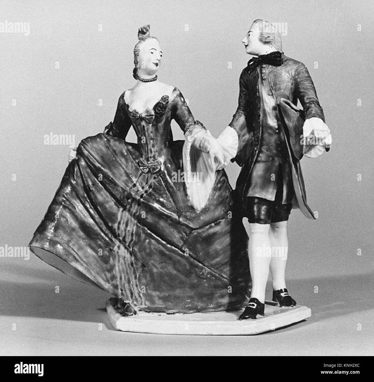 This illustration depicts a lady in crinoline with a cavalier, showing ...