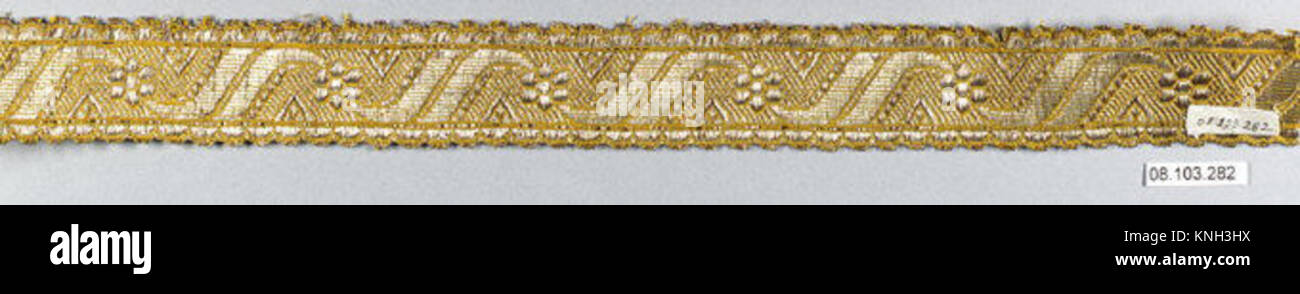 This galloon, a decorative trim or lace, is designed with intricate ...