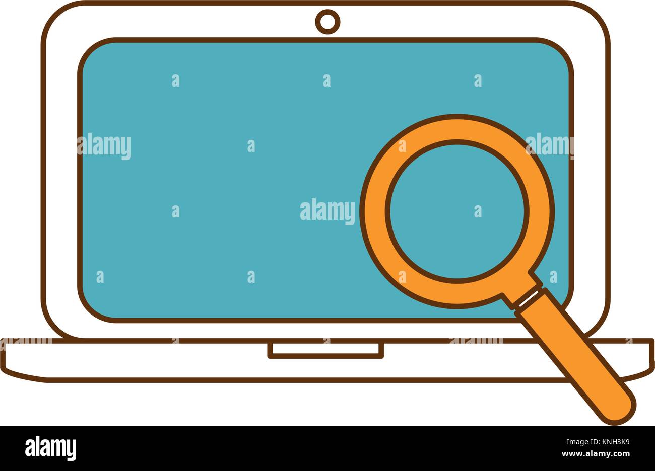 laptop computer with magnifying glass vector illustration design Stock ...