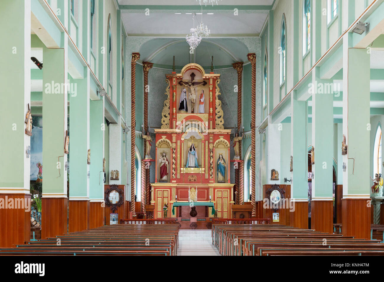 Chordeleg Church - interior, nave and altar, Chordeleg, Cuenca, Ecuador ...