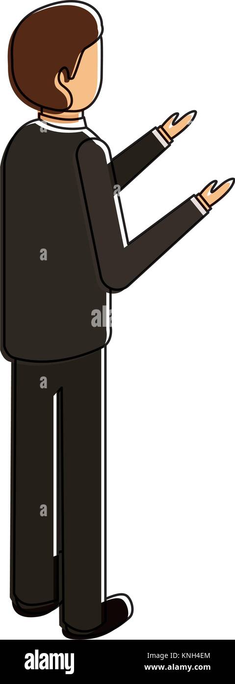 businessman stand back view character isometric Stock Vector Image ...