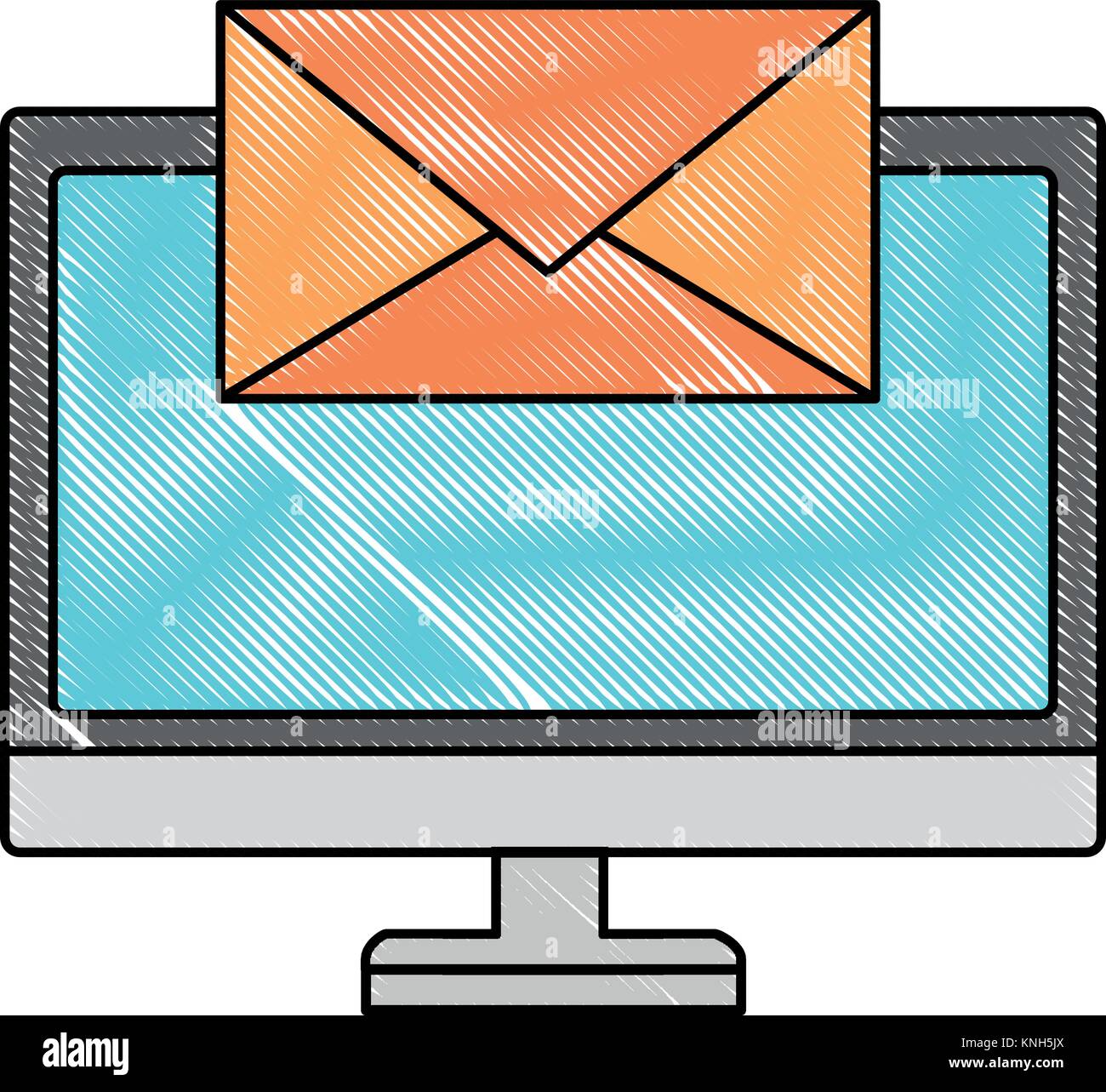 monitor computer with envelope vector illustration design Stock Vector ...