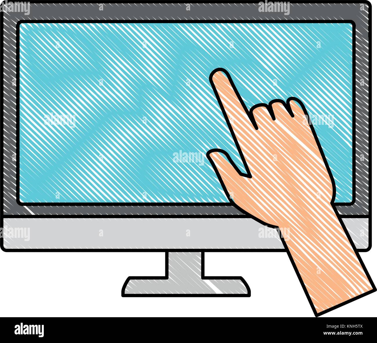monitor computer with user hand vector illustration design Stock Vector ...