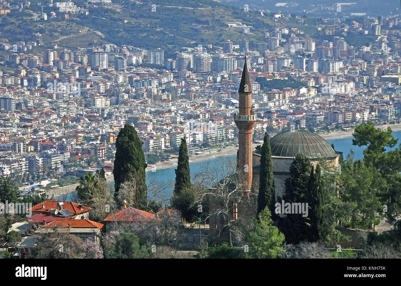 Sueleymaniye mosque on castle hill, Alanya, Turkey Stock Photo - Alamy