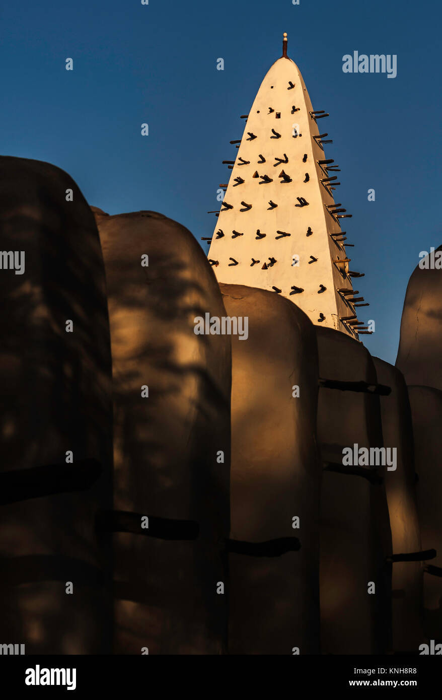 Tower of historic Bobo-Dioulasso Mosque at sunset, Burkina Faso, West ...