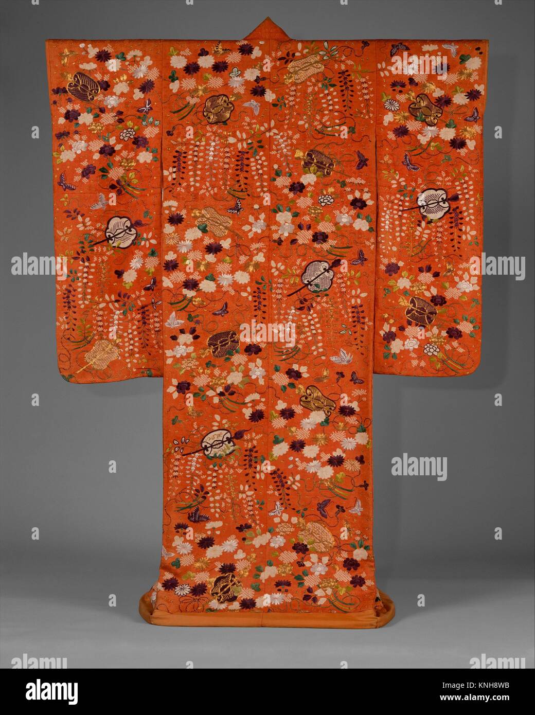 Over Robe (Uchikake) with Fans and Flowers. Period: Edo period (1615 ...