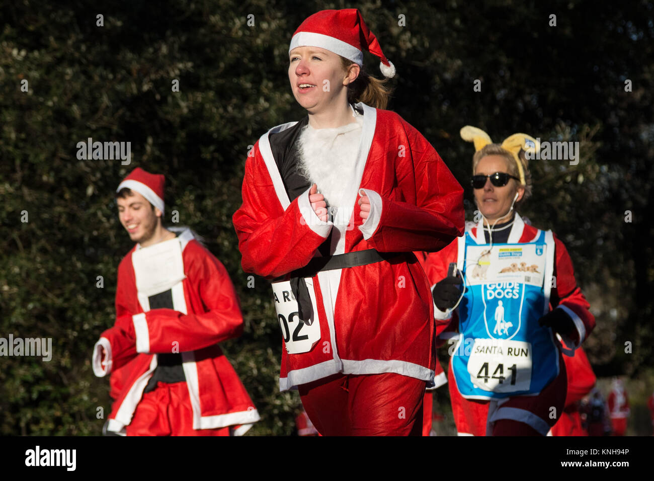 London, UK. 9th Dec, 2017. Hundreds of Santas attend the annual 5km ...