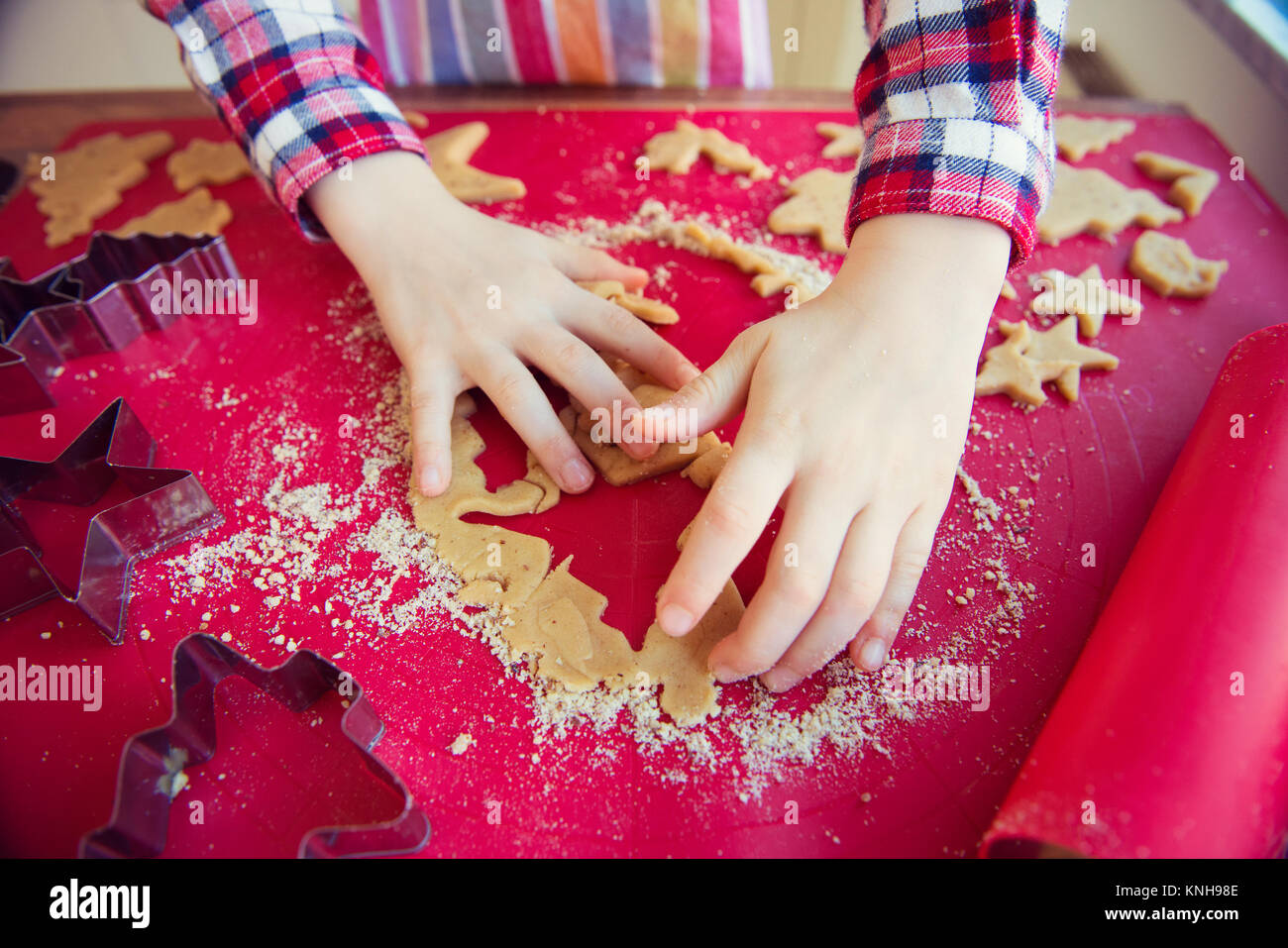 Close up of childs hands making christmas ginger cookies Stock Photo ...