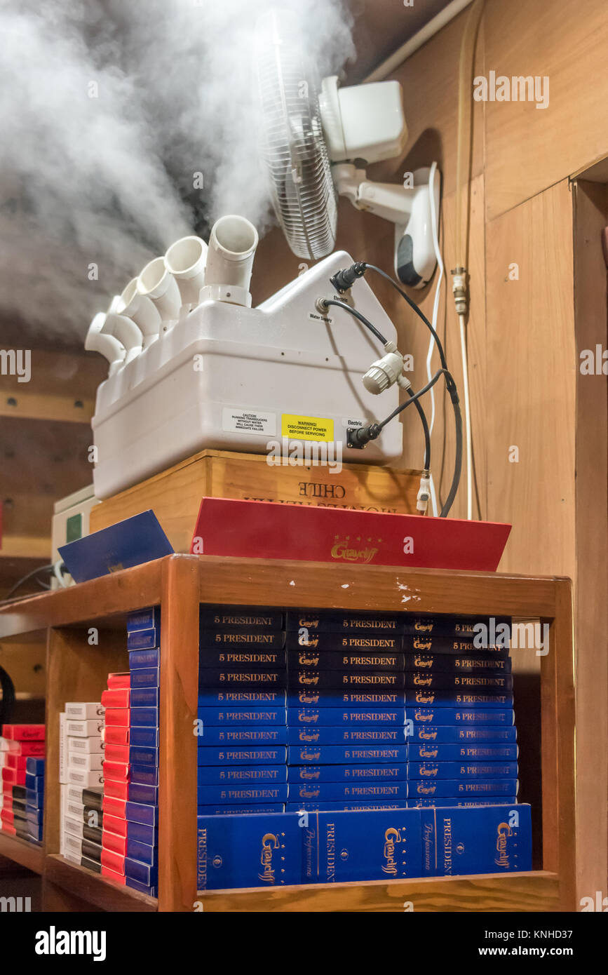 A humidor at work in a storage room of cigar boxes at Graycliff Cigar ...
