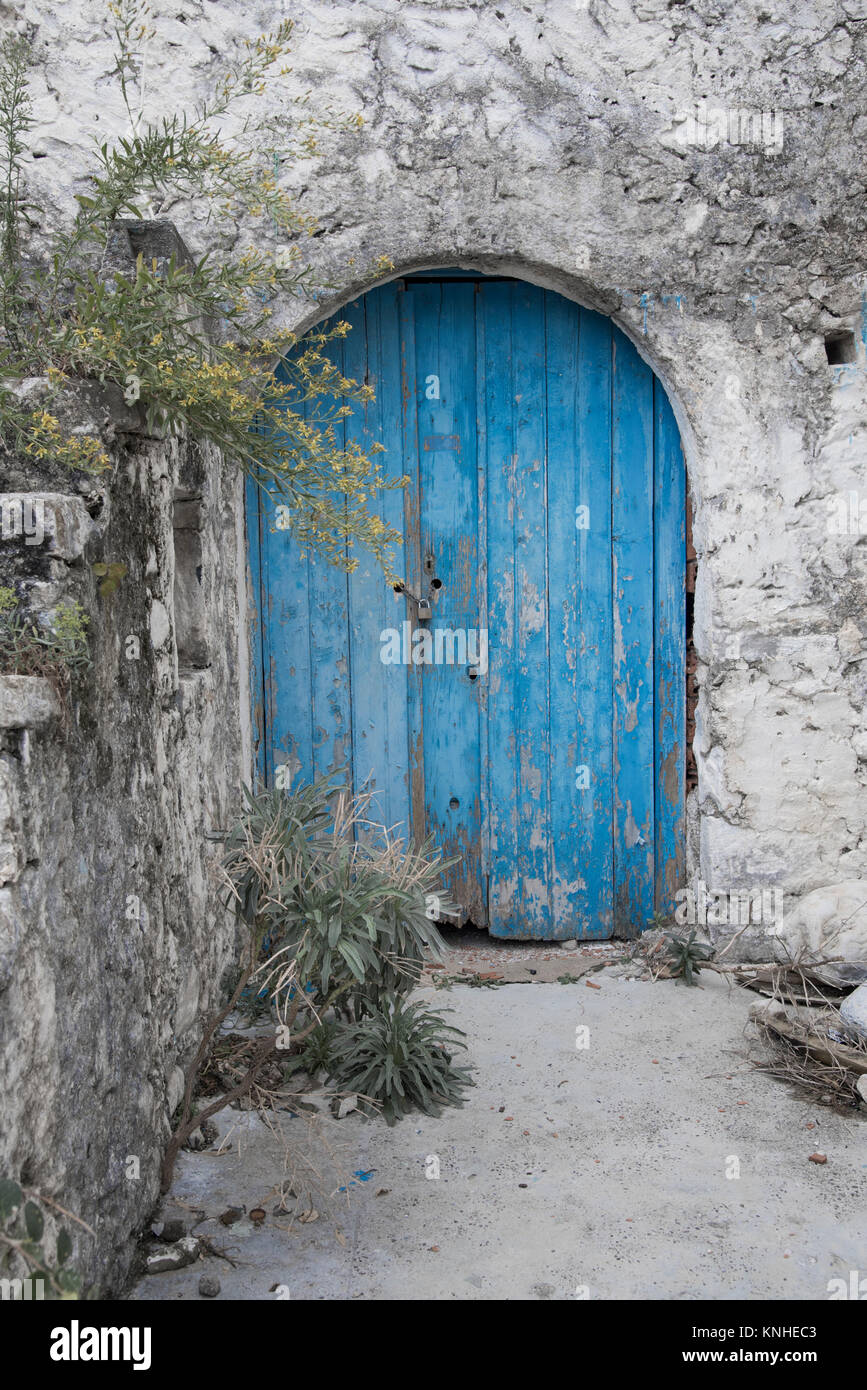old blue church door in Kardamyli, Greece Stock Photo - Alamy