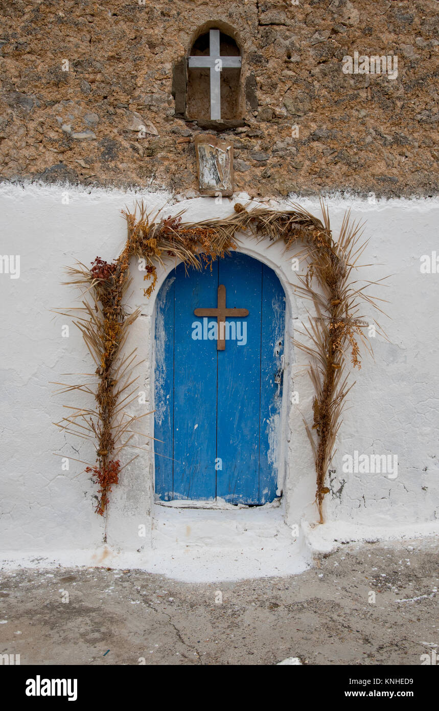old blue church door in Kardamyli, Greece Stock Photo - Alamy