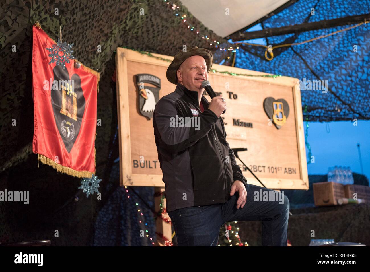 Roastmaster comedian Jeff Ross performs for U.S. soldiers during the ...