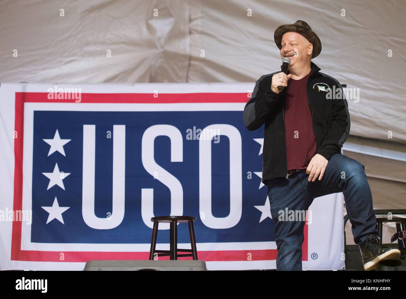Roastmaster comedian Jeff Ross performs for U.S. soldiers during the ...