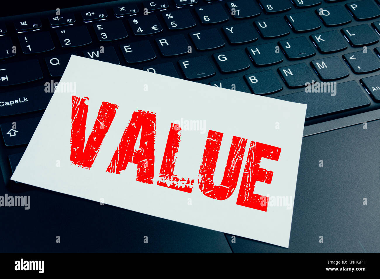 Writing Value text made in the office close-up on laptop computer ...
