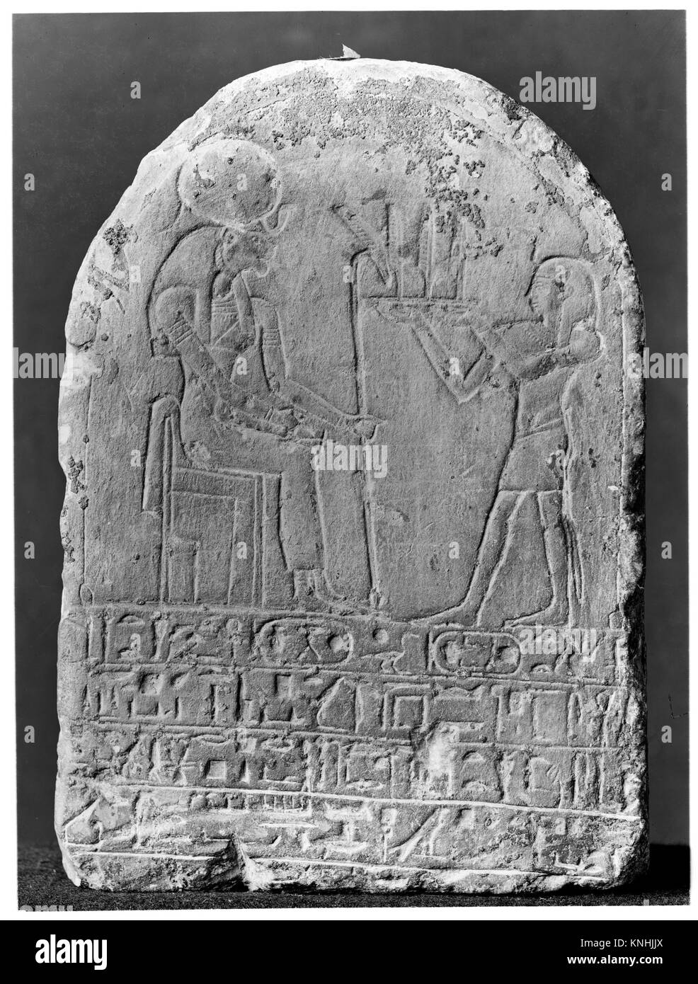 This donation stela depicts the Egyptian pharaoh Apries offering land ...