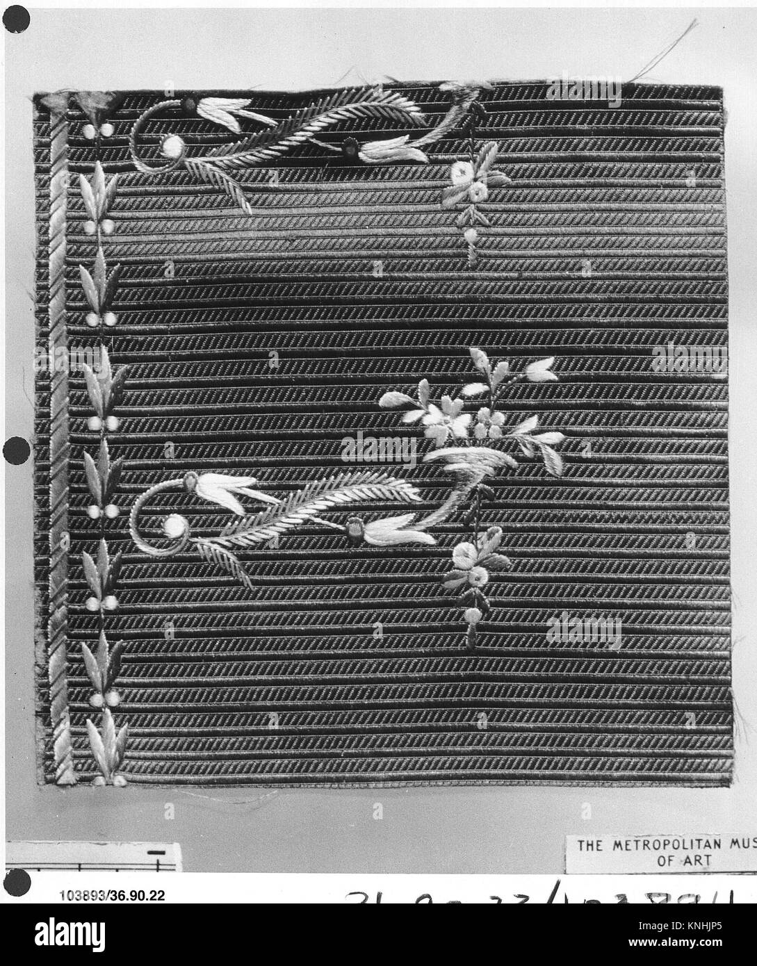 The embroidered sample demonstrates historical needlework in men's ...