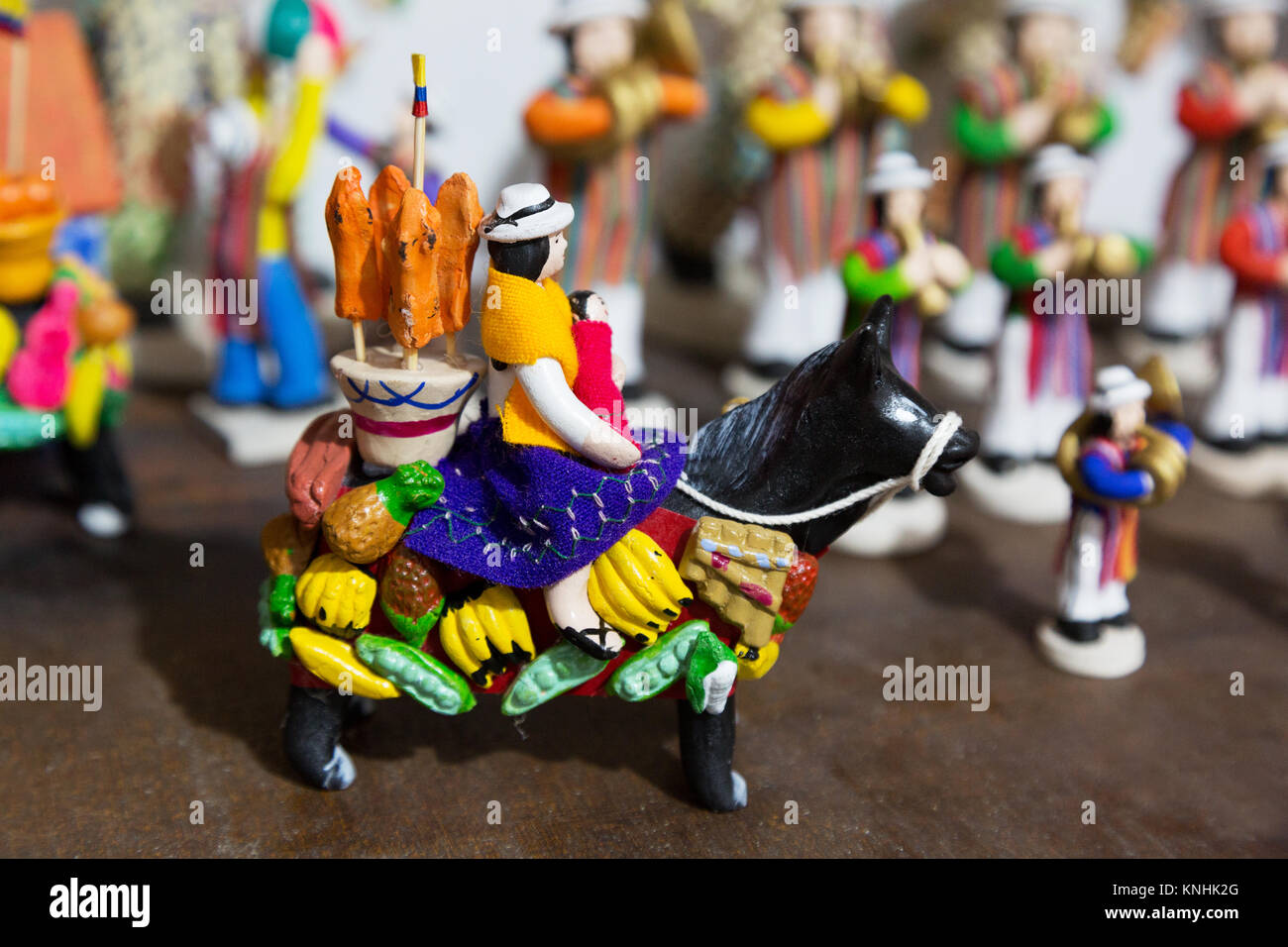 Ecuador crafts; handpainted clay figures representing traditional ...
