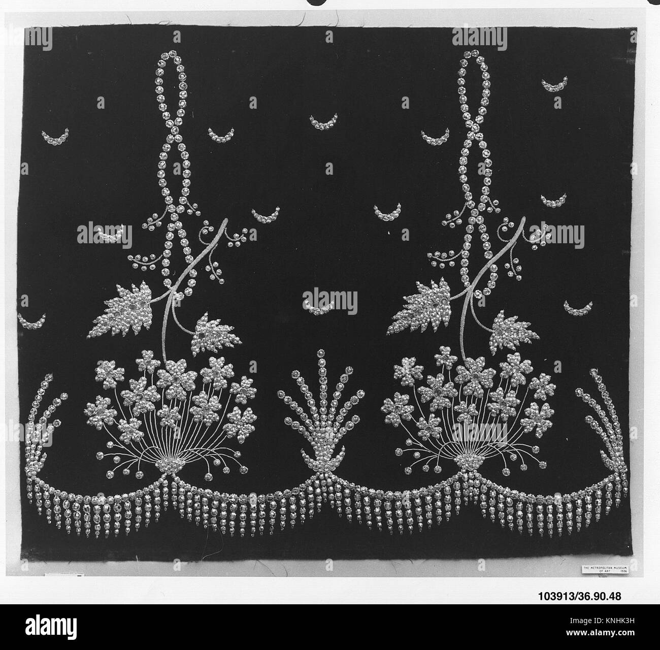 This dress border features intricate embroidery, reflecting the textile ...