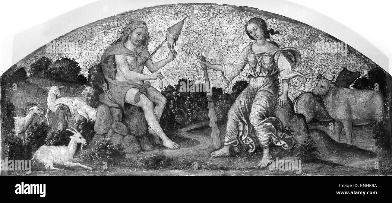 This artwork depicts the mythological figures Hercules and Omphale ...