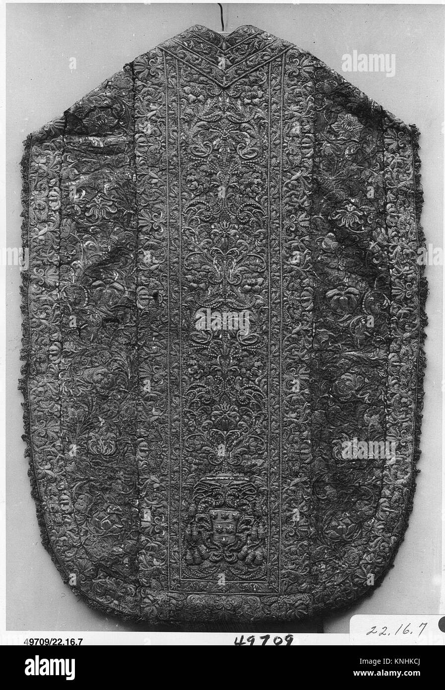 This chasuble, an ornate liturgical vestment worn by clergy, is crafted ...