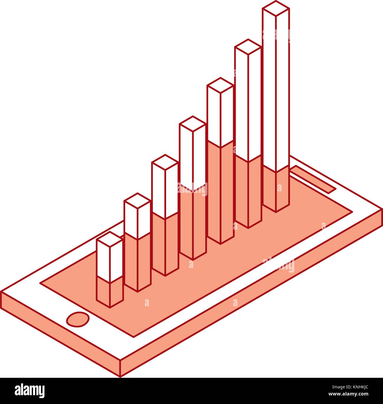 mobile with graph bar financial on screen isometric Stock Vector Image ...