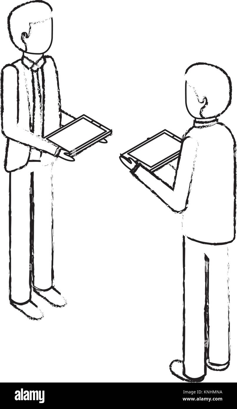 Holding tablet standing woman Stock Vector Images - Alamy